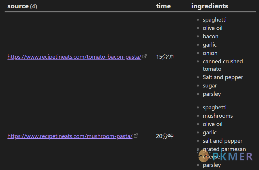 PKMer_Dataview 表格进阶查询示例